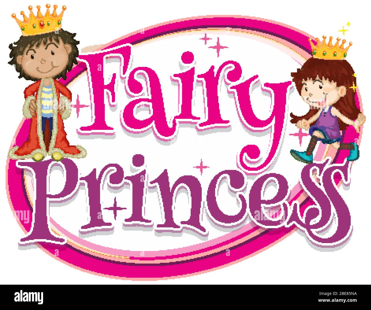 Font design for word fairy princess with prince and princess ...