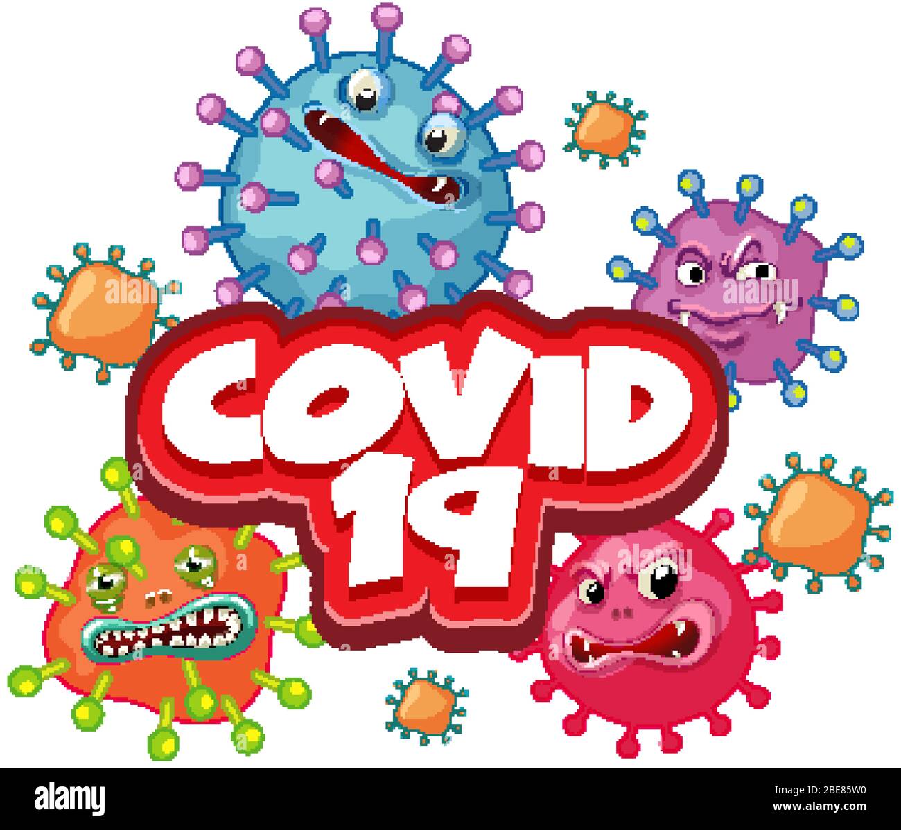 Coronavirus poster design with words and virus cells illustration Stock ...