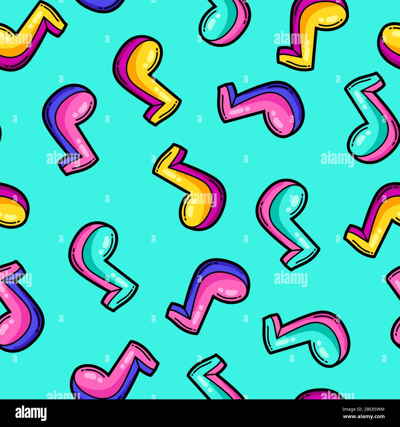 Seamless pattern with cartoon musical notes Stock Vector Image & Art ...