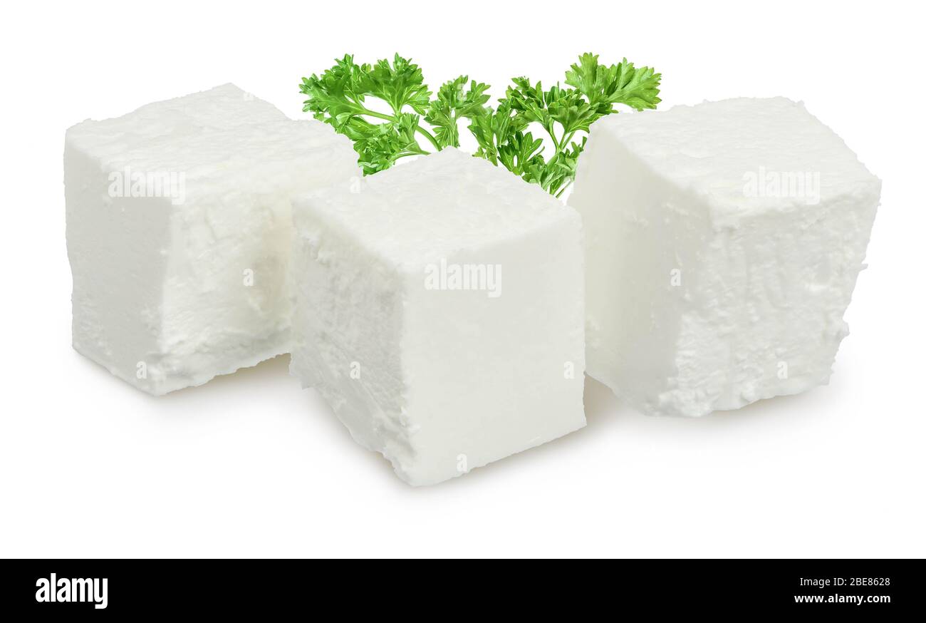 Feta cheese isolated on white background. With clipping path and full ...