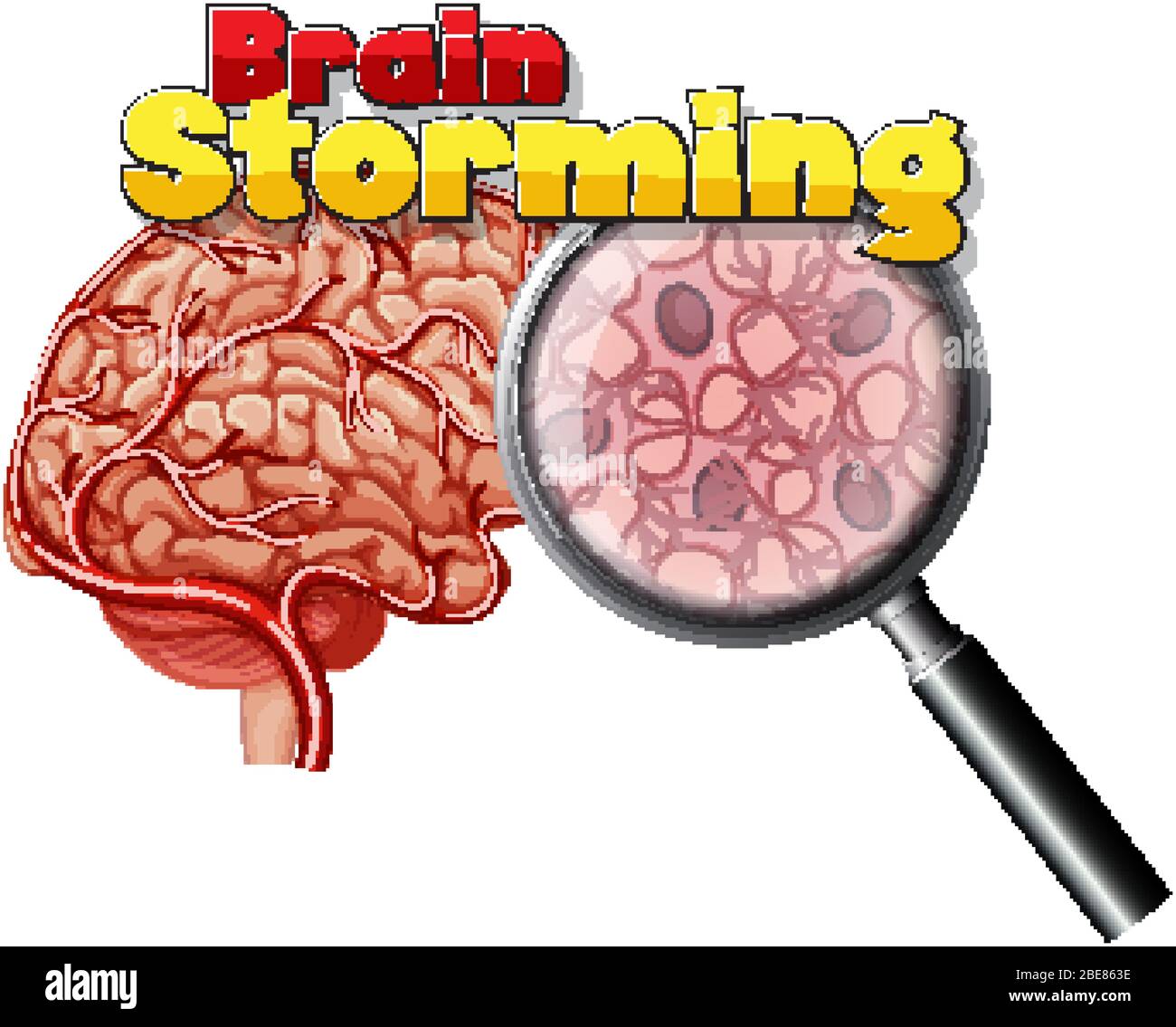 Font design for word brain storming with magnifying glass illustration ...