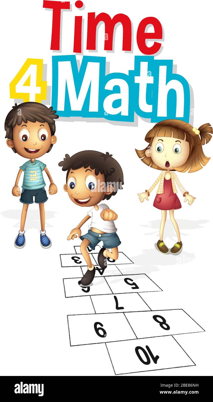 Font design for word time 4 math with kids counting numbers ...