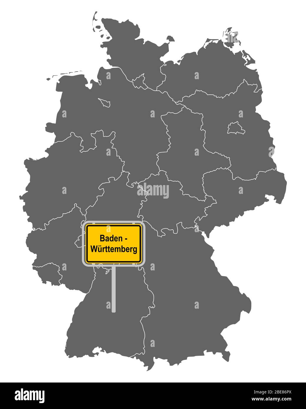 Map of Germany with road sign of Baden-Wuerttemberg Stock Photo - Alamy