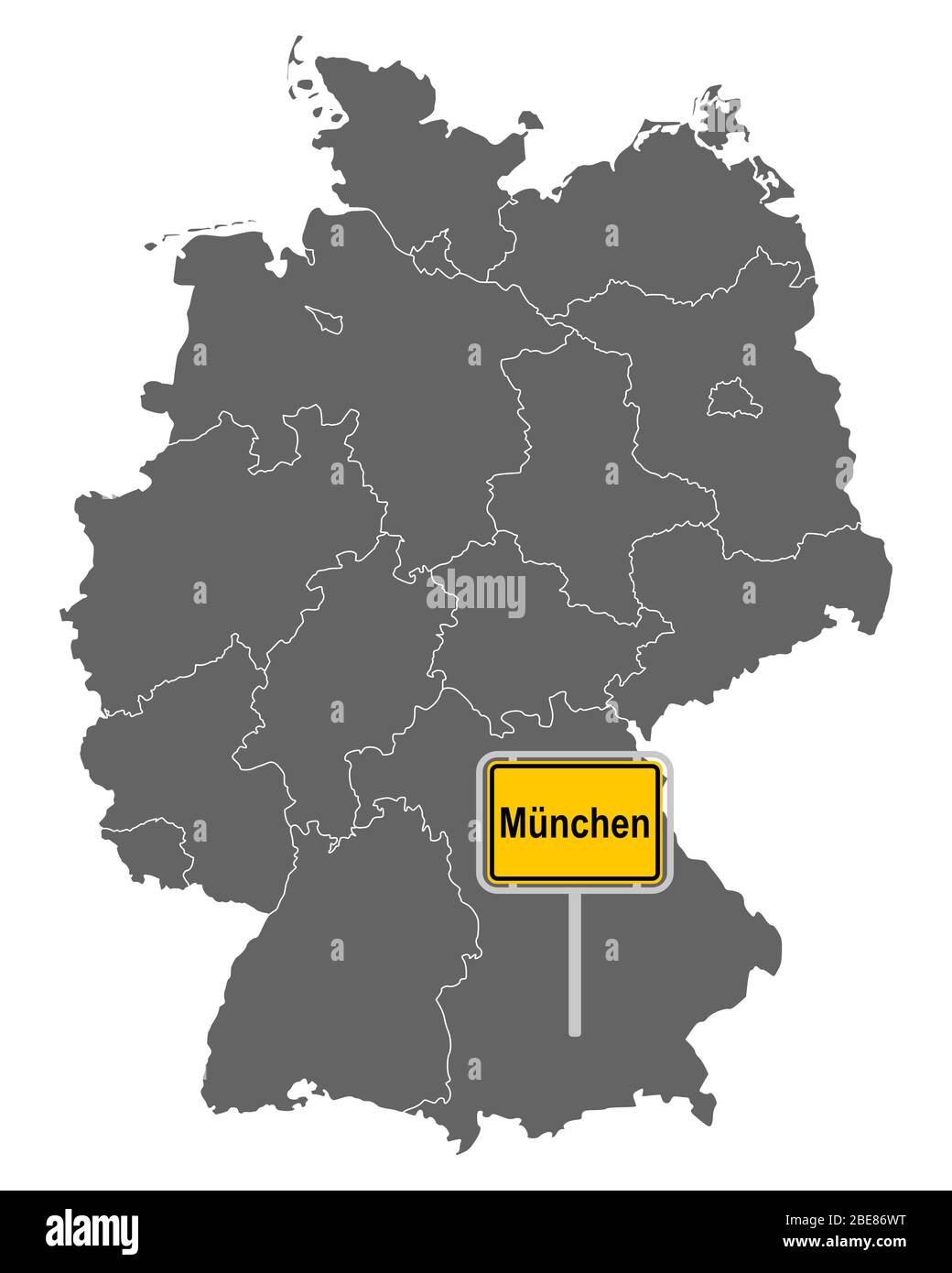 Map of Germany with road sign of Munich Stock Photo - Alamy