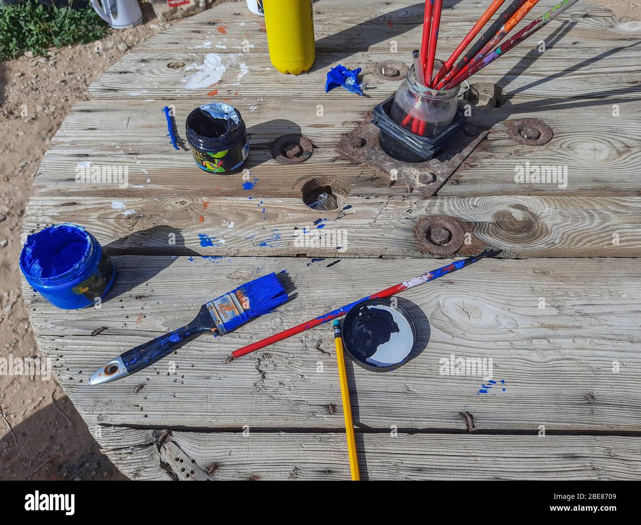 a beautiful watercolor painting art tools Stock Photo - Alamy