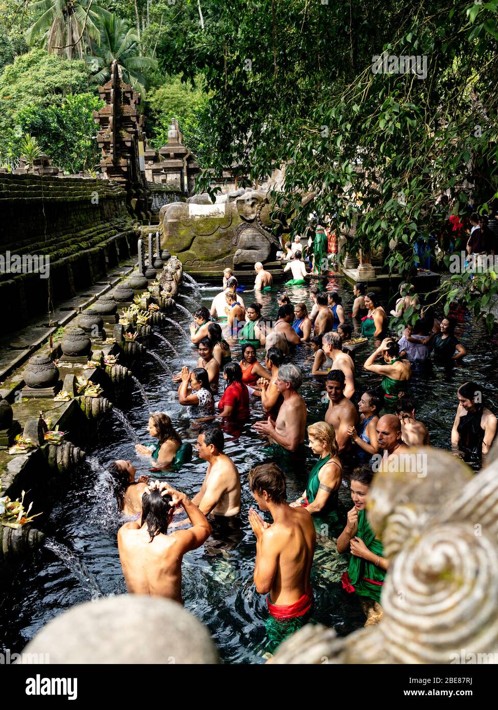 Bali, Indonesia - 29 5 19: People bathing in the holy fountains at ...