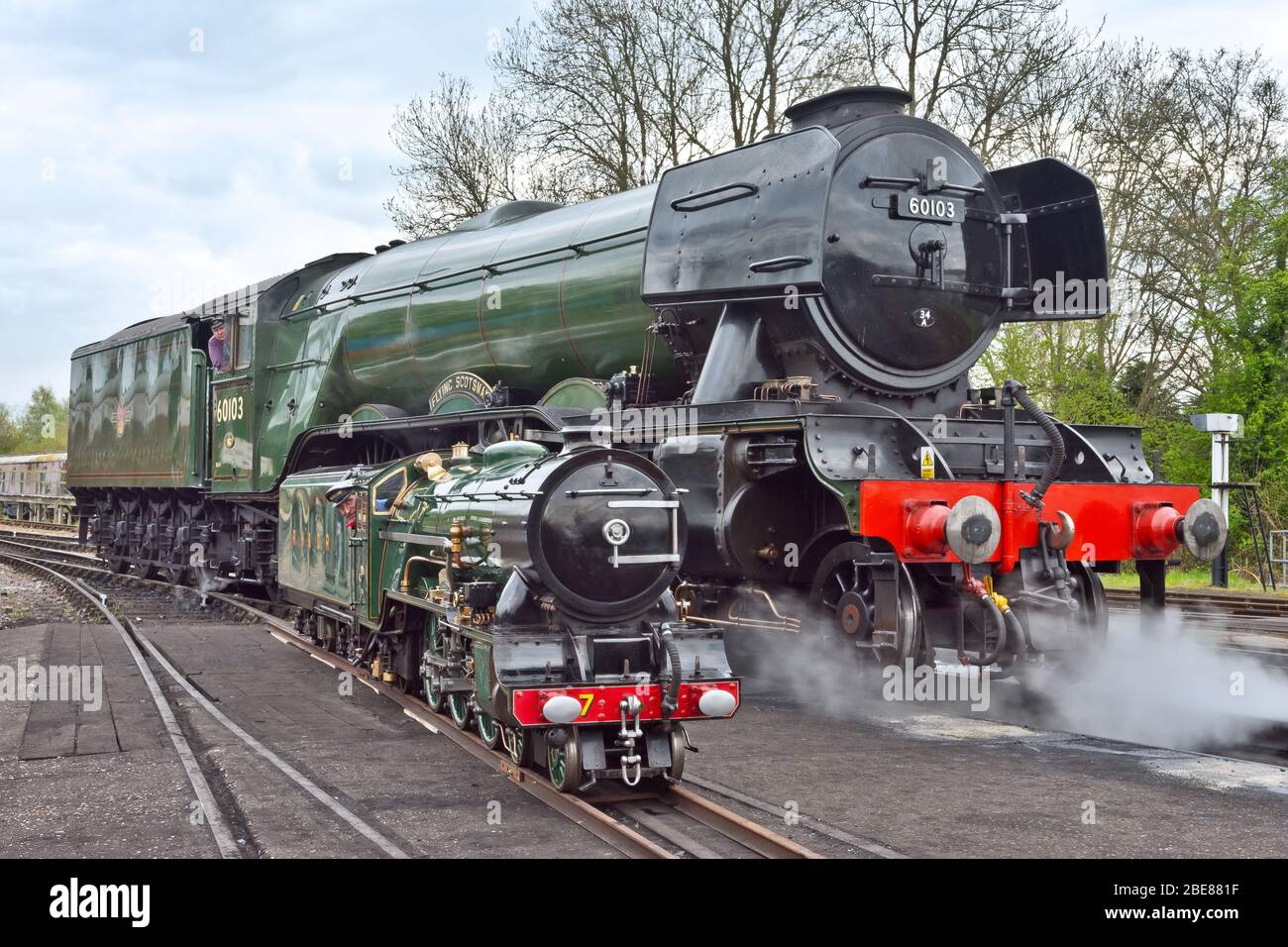 LNER A3 locomotive Flying Scotsman and RH&DR loco no.7 'Typhoon' are ...