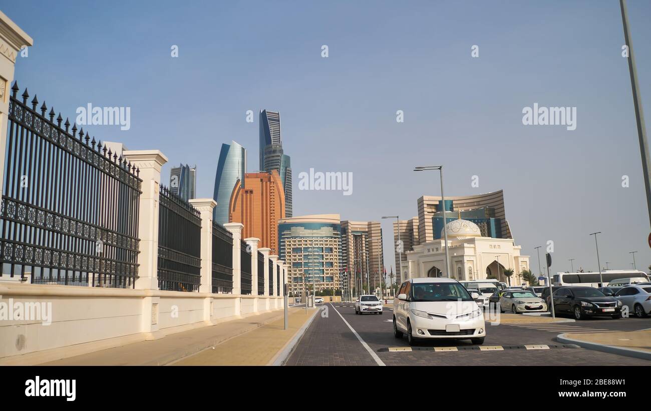 Streets of the capital of the United Arab Emirates in the city of Abu ...