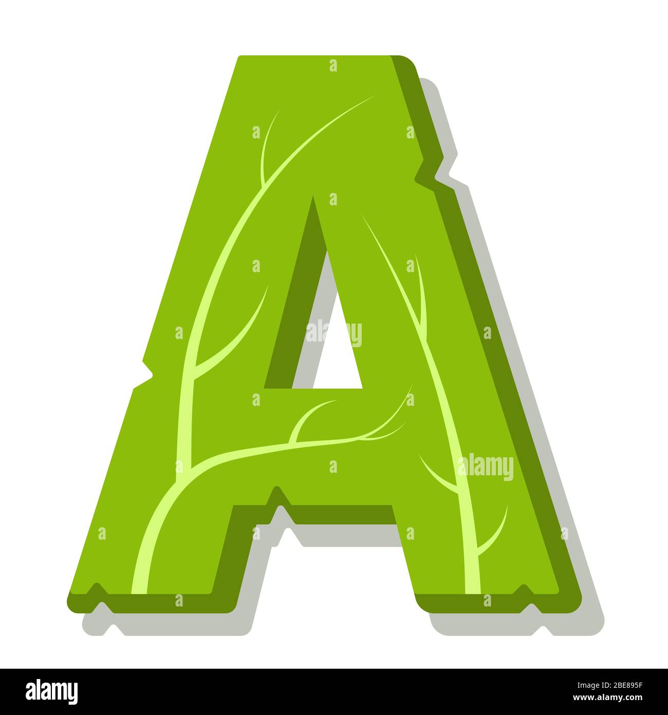 Letter A, green leaves summer vector alphabet. The simple logo of ...