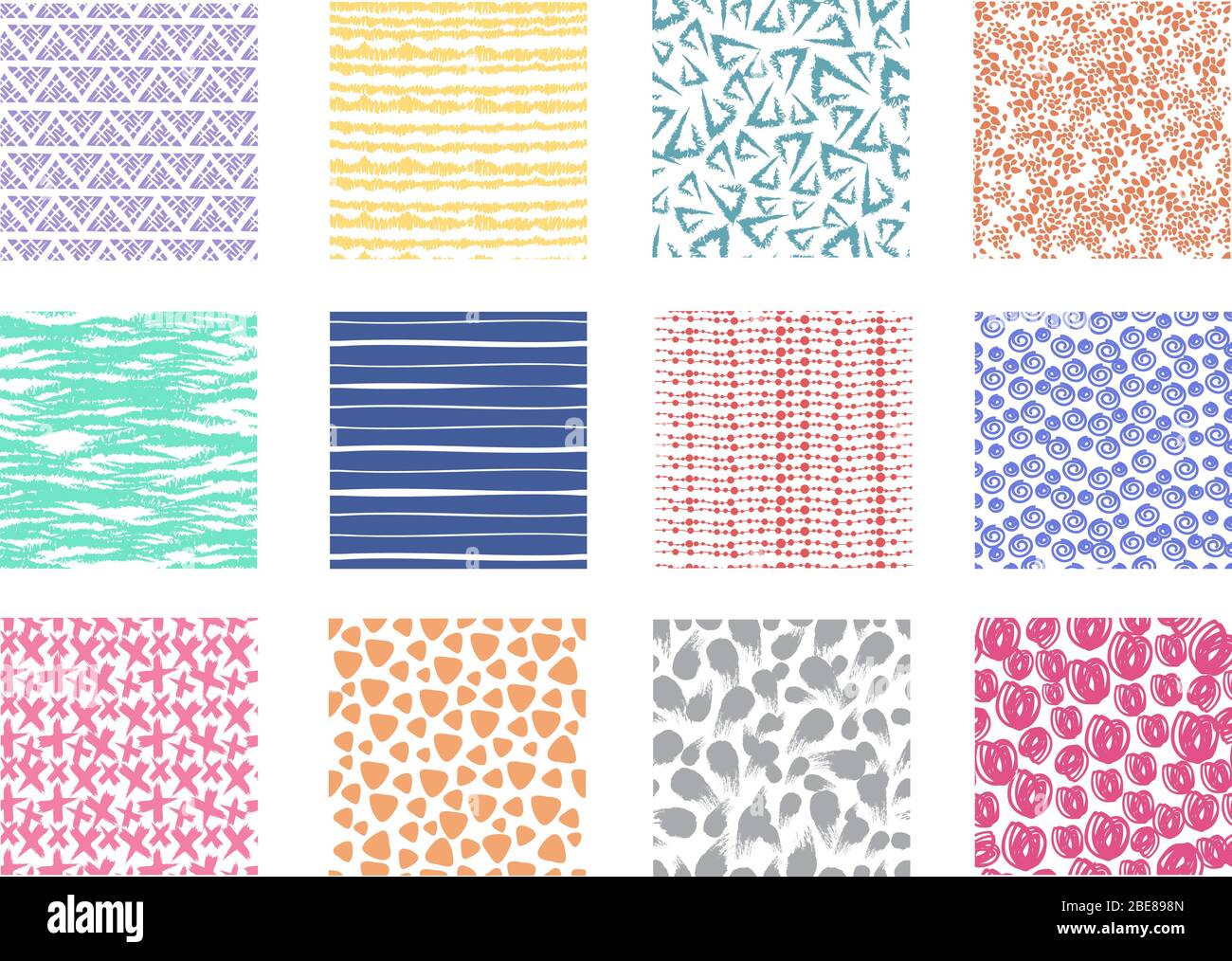 Scribble and dotted hand drawn vector seamless textures. Rough linear ...