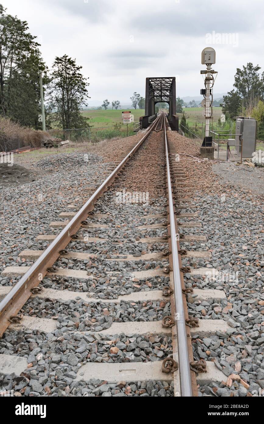 Built from 1909 to 1911 this railway bridge crosses the Paterson River ...