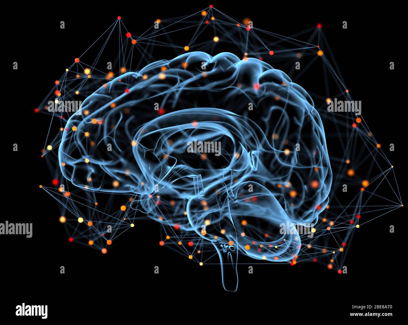 Machine learning and artificial intelligence concept. 3D illustration ...