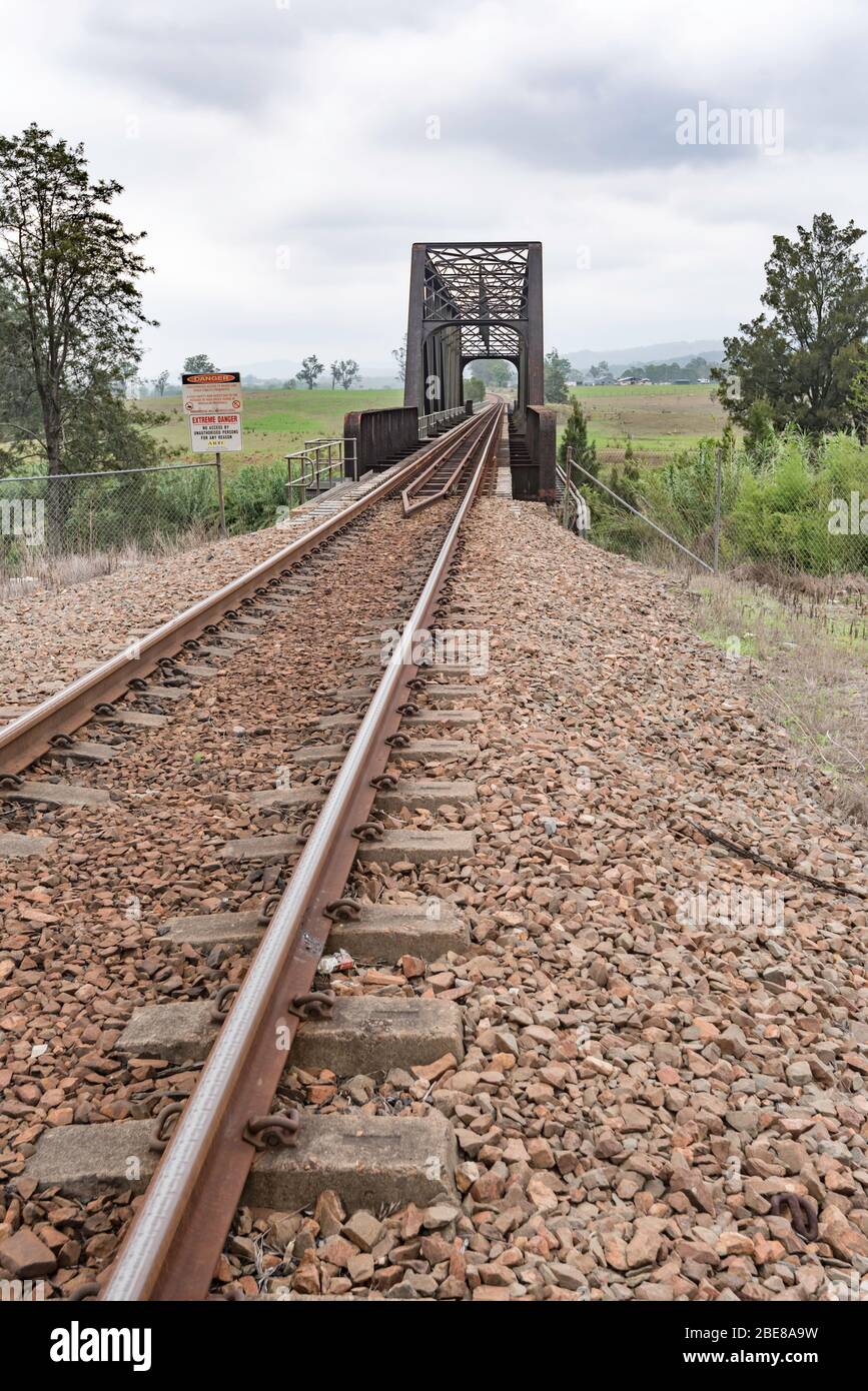 Built from 1909 to 1911 this railway bridge crosses the Paterson River ...