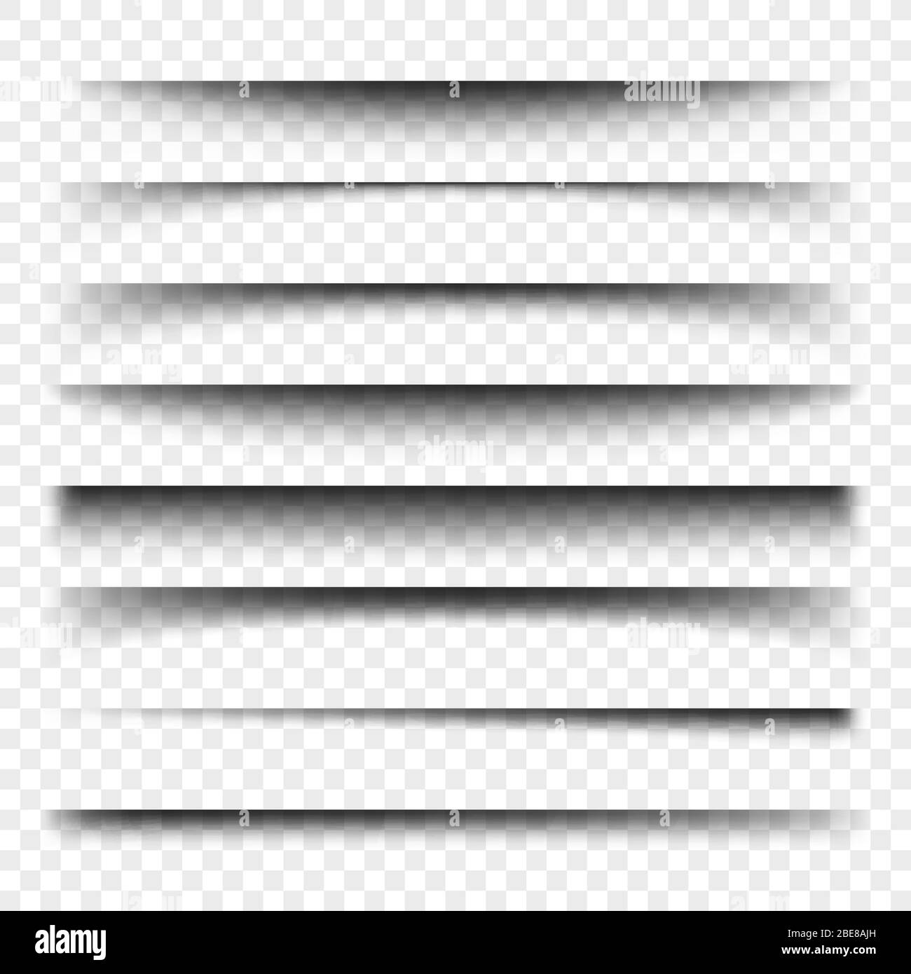 Page divider with transparent shadows isolated. Pages separation vector set. Transparent shadow ...