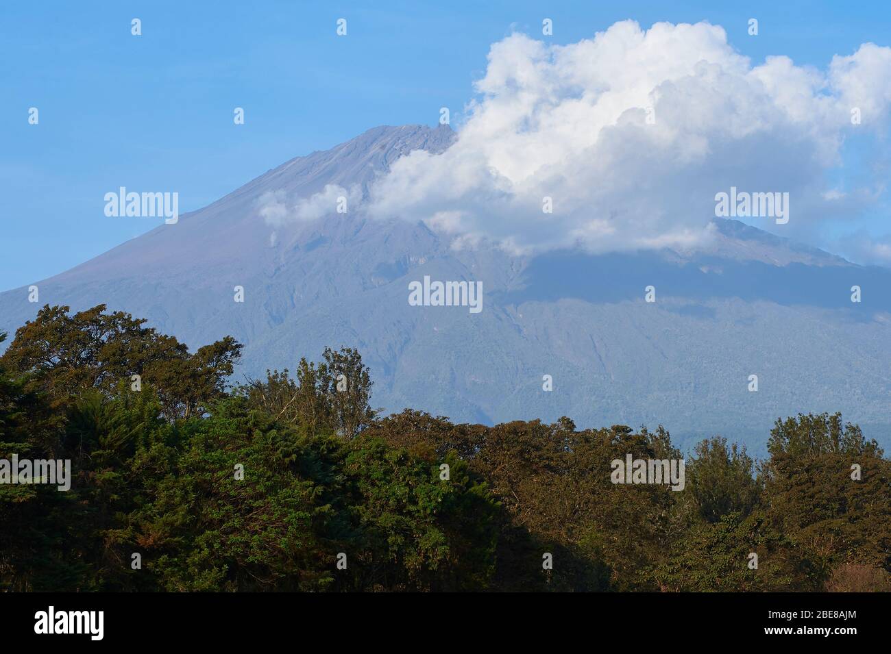 The mighty, dormant volcano Mt Meru, seen from Ngaramtoni, Arusha ...