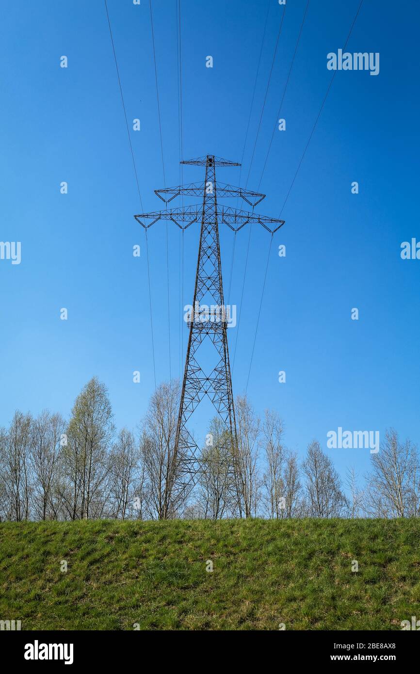 07 Apr 2020. High voltage pylon with power lines for transporting ...