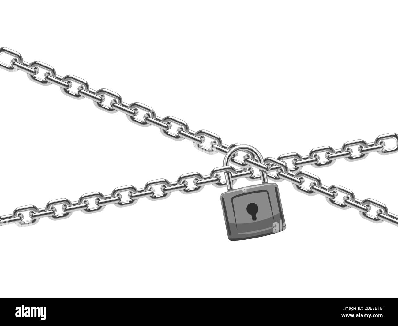 Padlock and steel chain. Finance security and computer safety vector ...