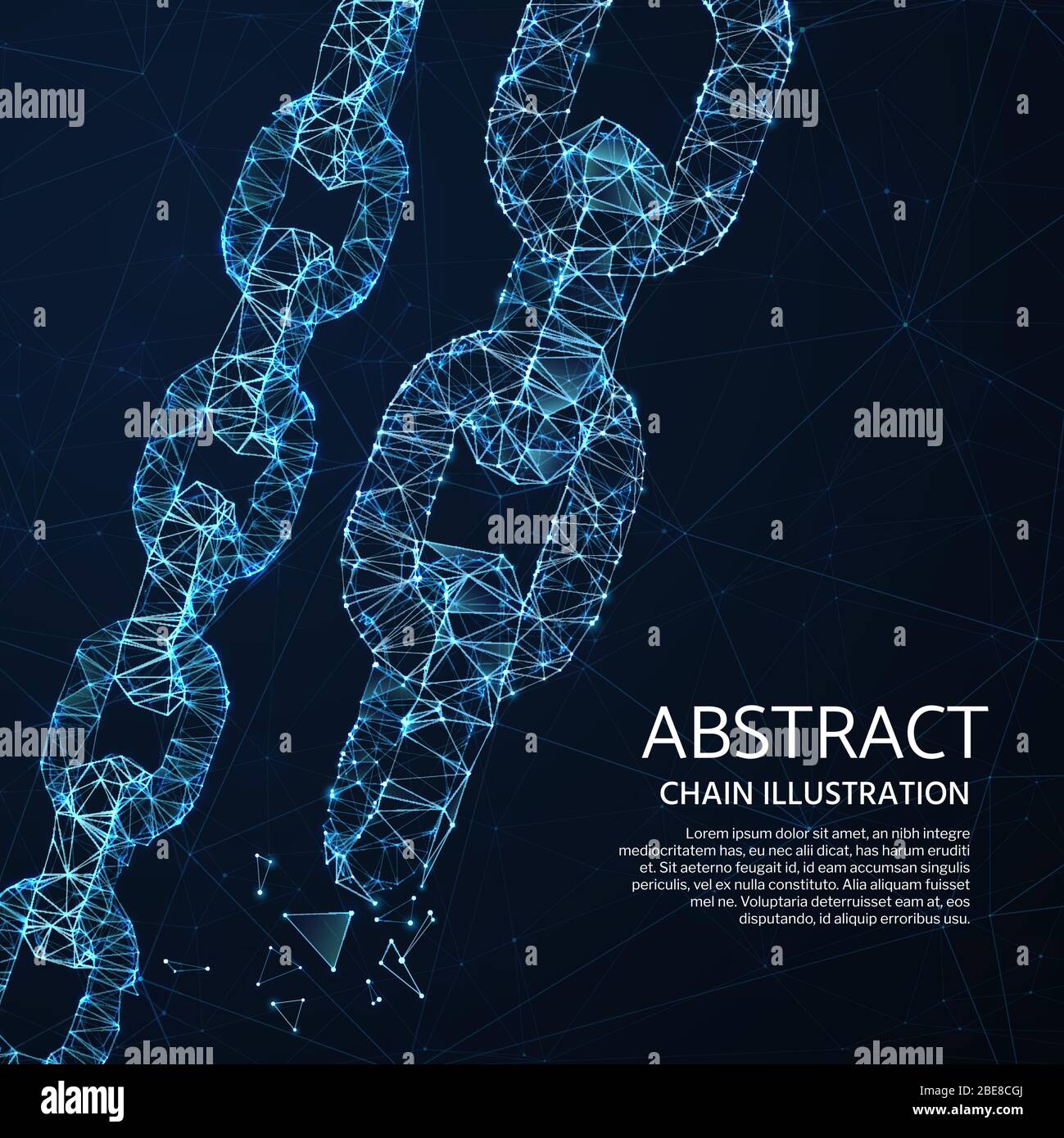 Chain links 3d network vector abstract concept with polygon shapes and ...