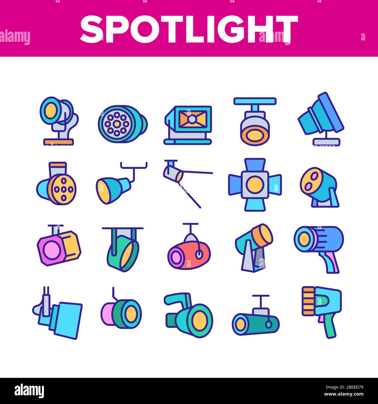 Spotlight Lamp Tool Collection Icons Set Vector Stock Vector Image ...
