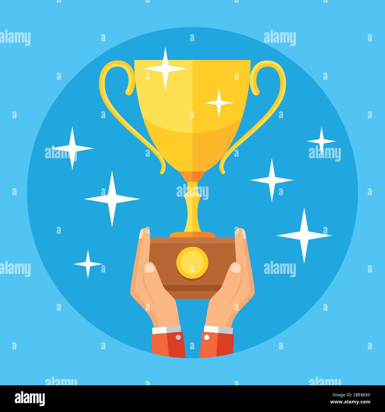 Hands Holding Gold Sports Trophy Cup Success Winning Championship