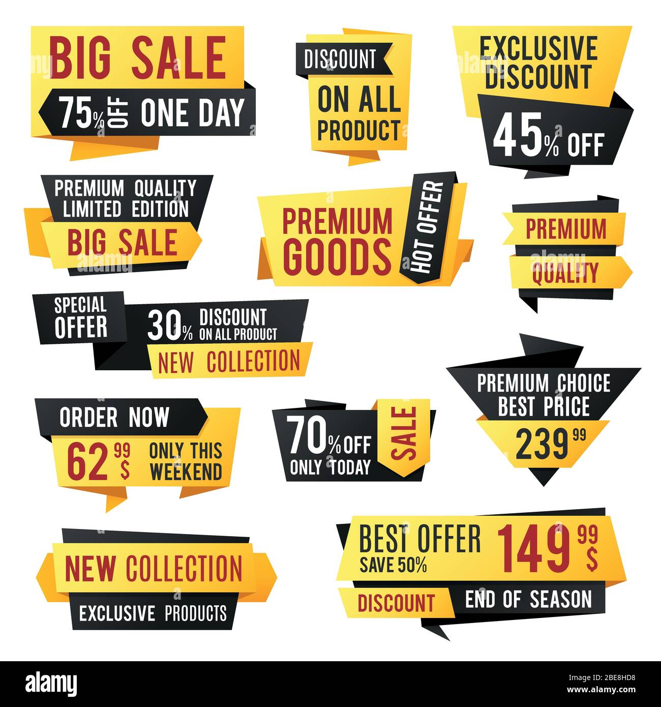 Price tag, promo banners and discount labels. Business presentation ...