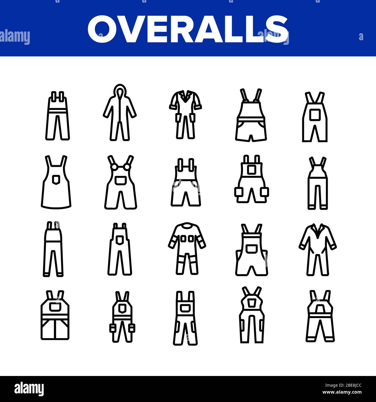 Overalls Worker Protect Clothes Icons Set Vector Stock Vector Image ...