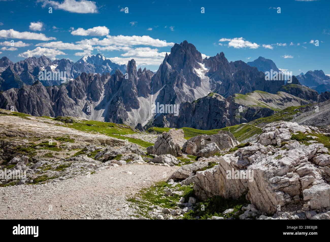 Amazing Mountain Landscape with big peaks of Dolomites Alps and path ...