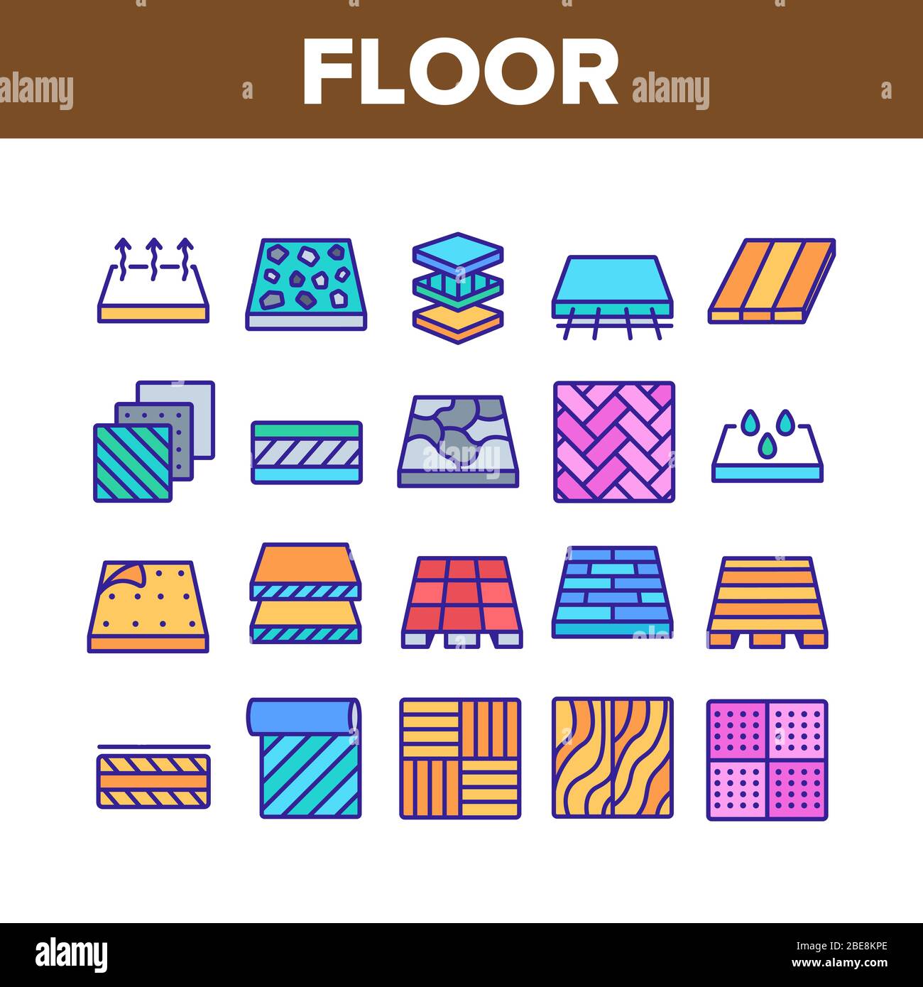 Floor And Material Collection Icons Set Vector Stock Vector Image & Art ...