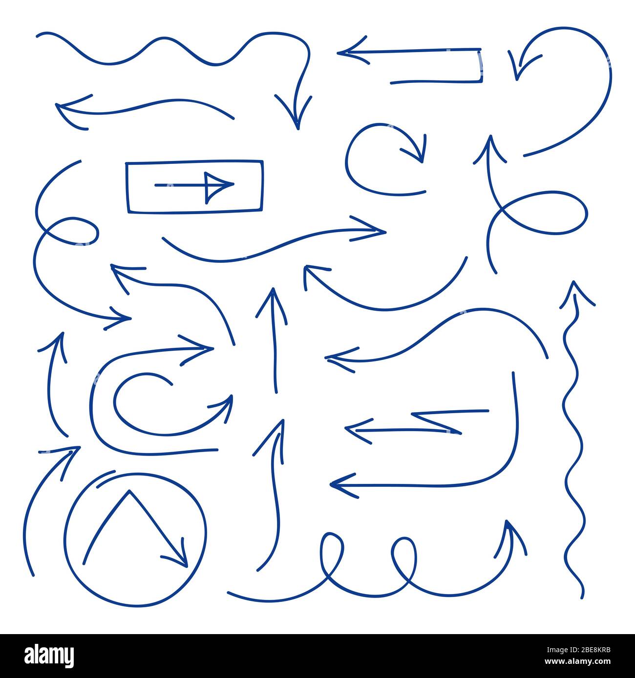 Hand drawn arrows set - ballpoint pen sketched arrows. Sketch hand draw pen arrows. Vector ...