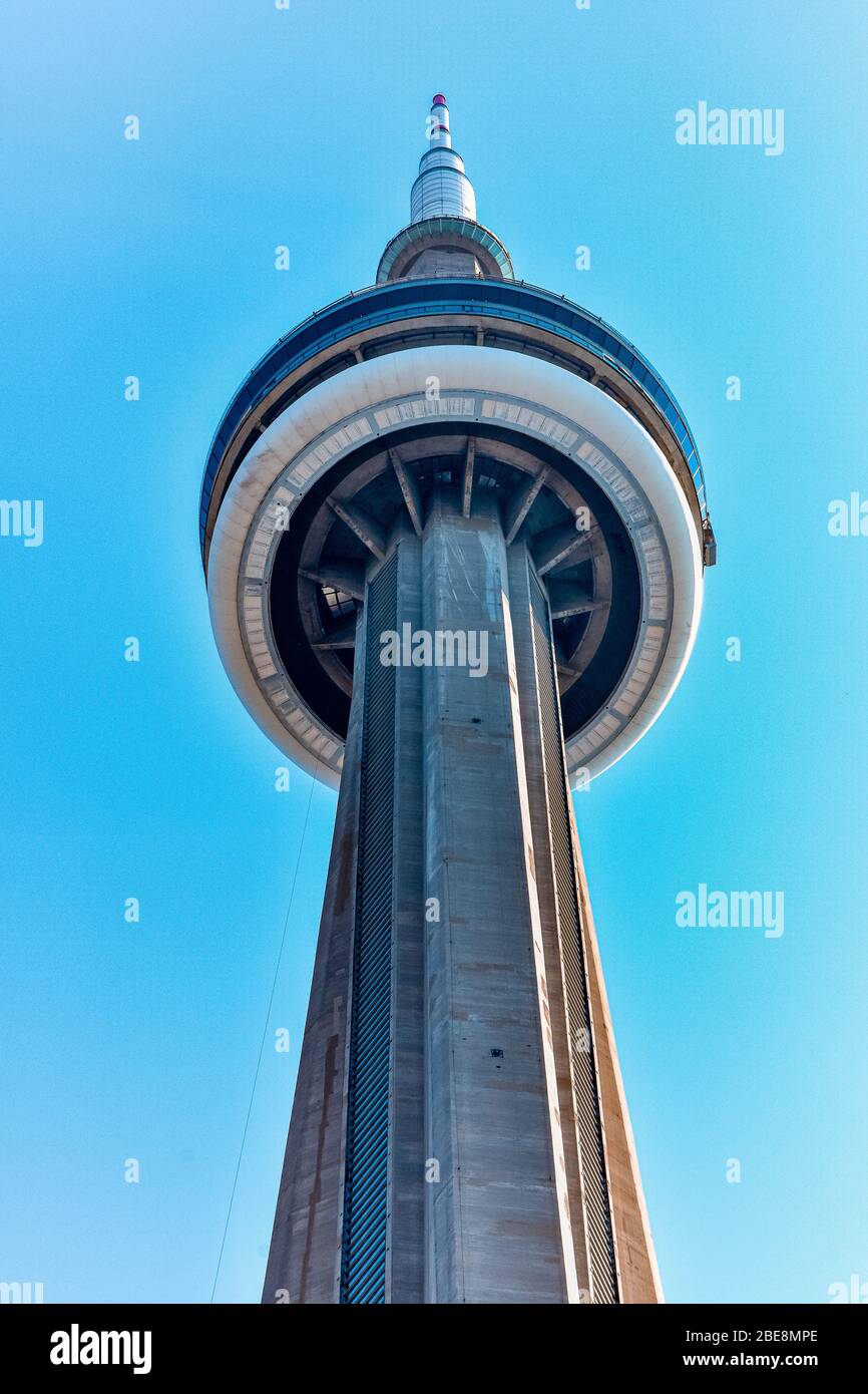 Detail of the top of a modern high concrete tower. Architectural ...
