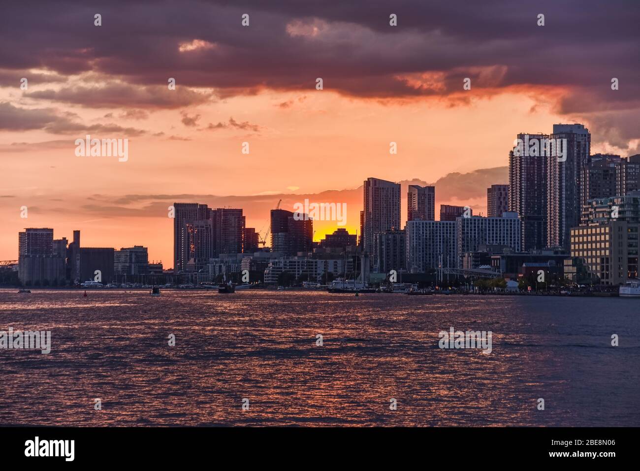 Toronto skyline buildings in the background, with the sea in the ...