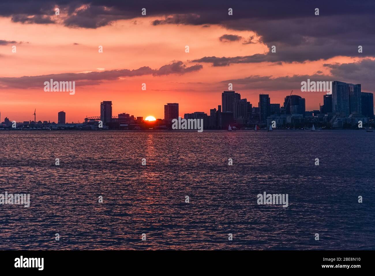 Toronto skyline buildings in the background, with the sea in the ...