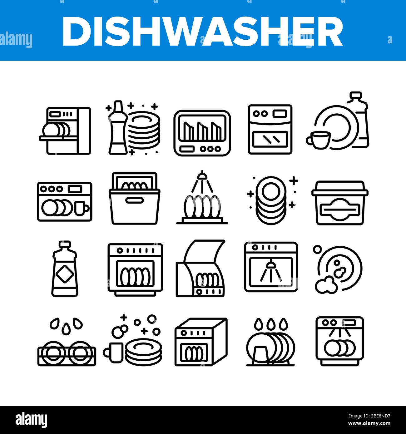 Dishwasher Utensil Collection Icons Set Vector Stock Vector Image & Art ...