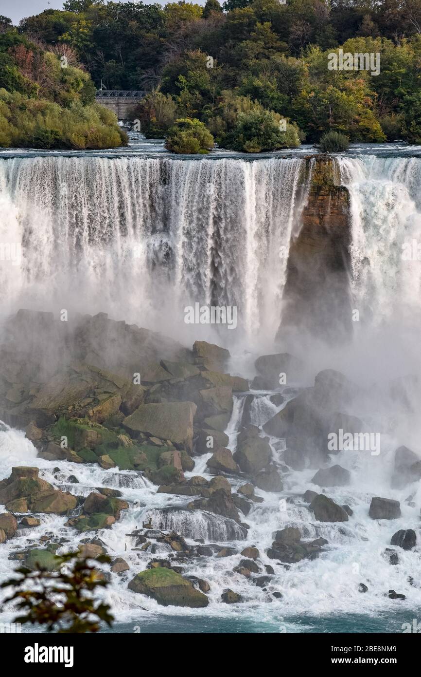 Close-up of the US waterfall side. Concept of nature and travel ...