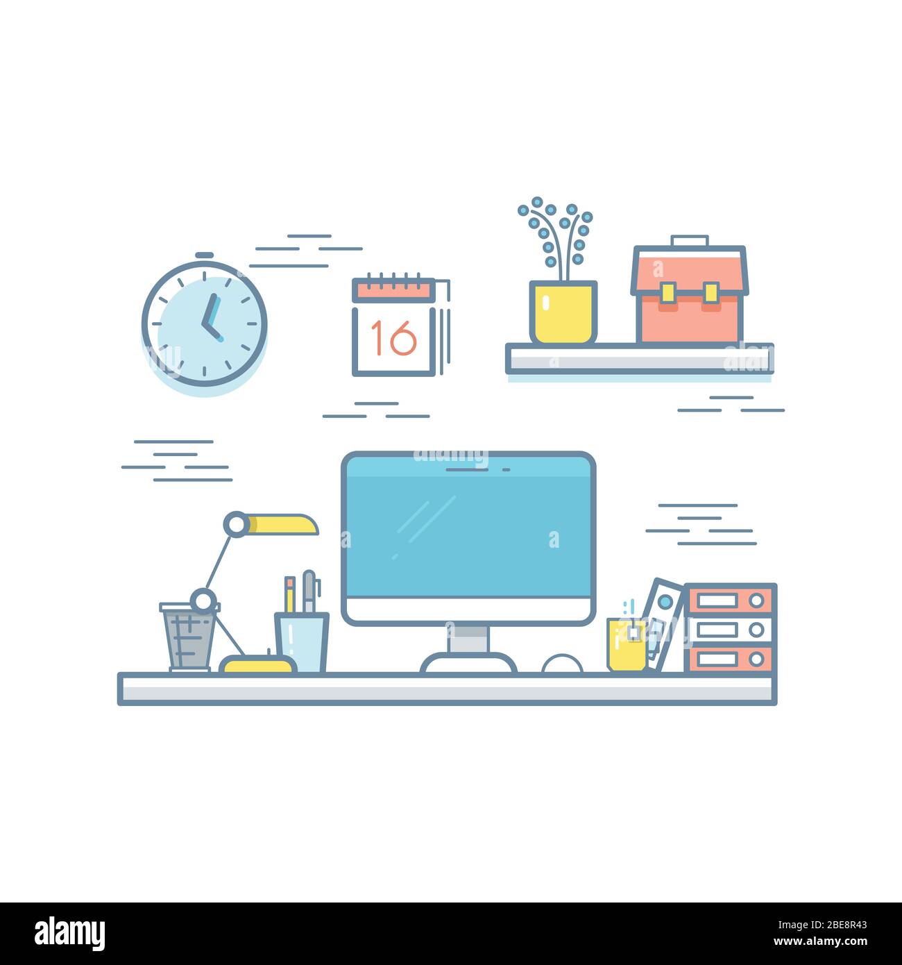 Keyboard cup coffee stationery Stock Vector Images - Alamy