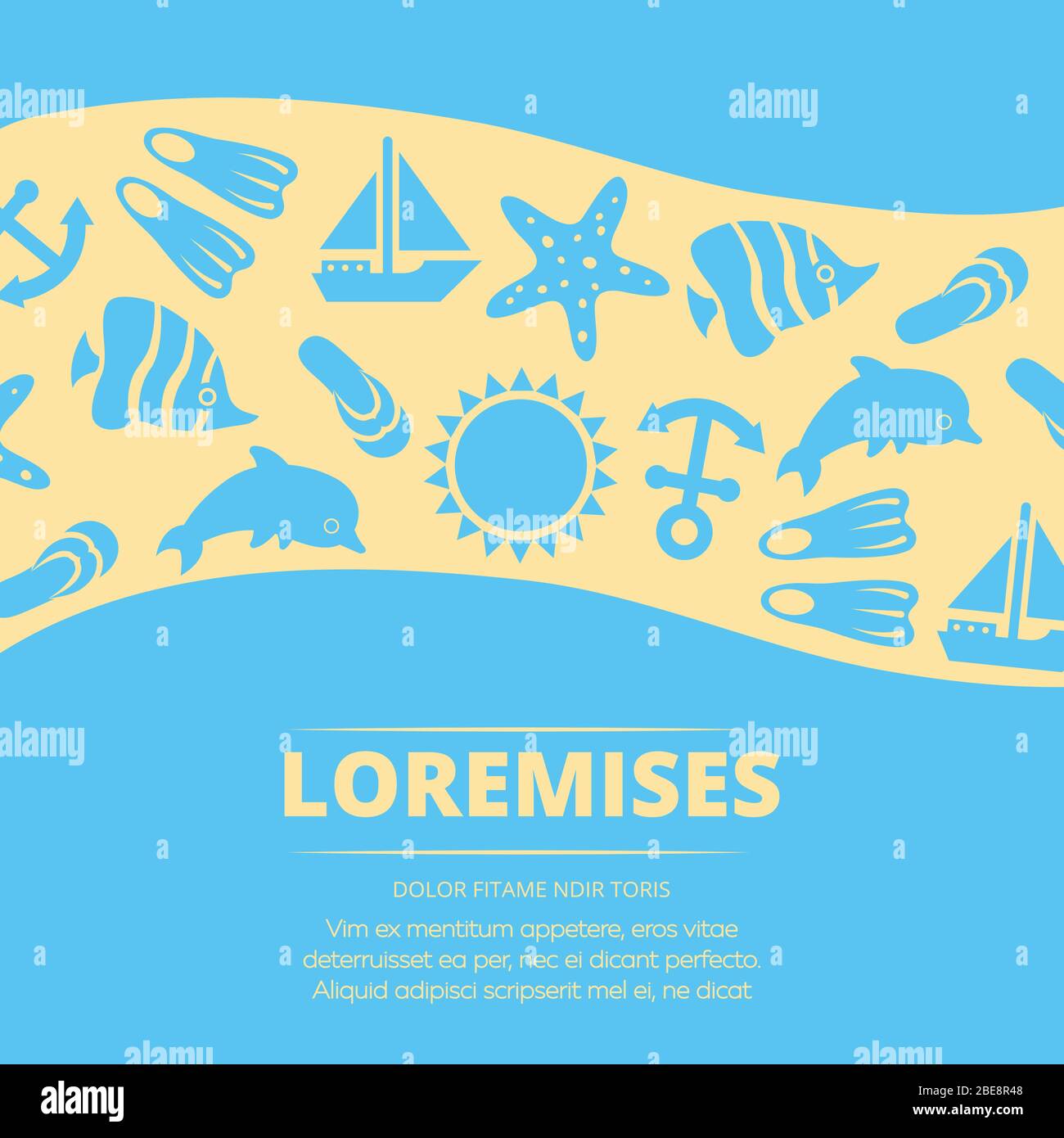 Summer vacation background - sea life poster design. Banner summer ...