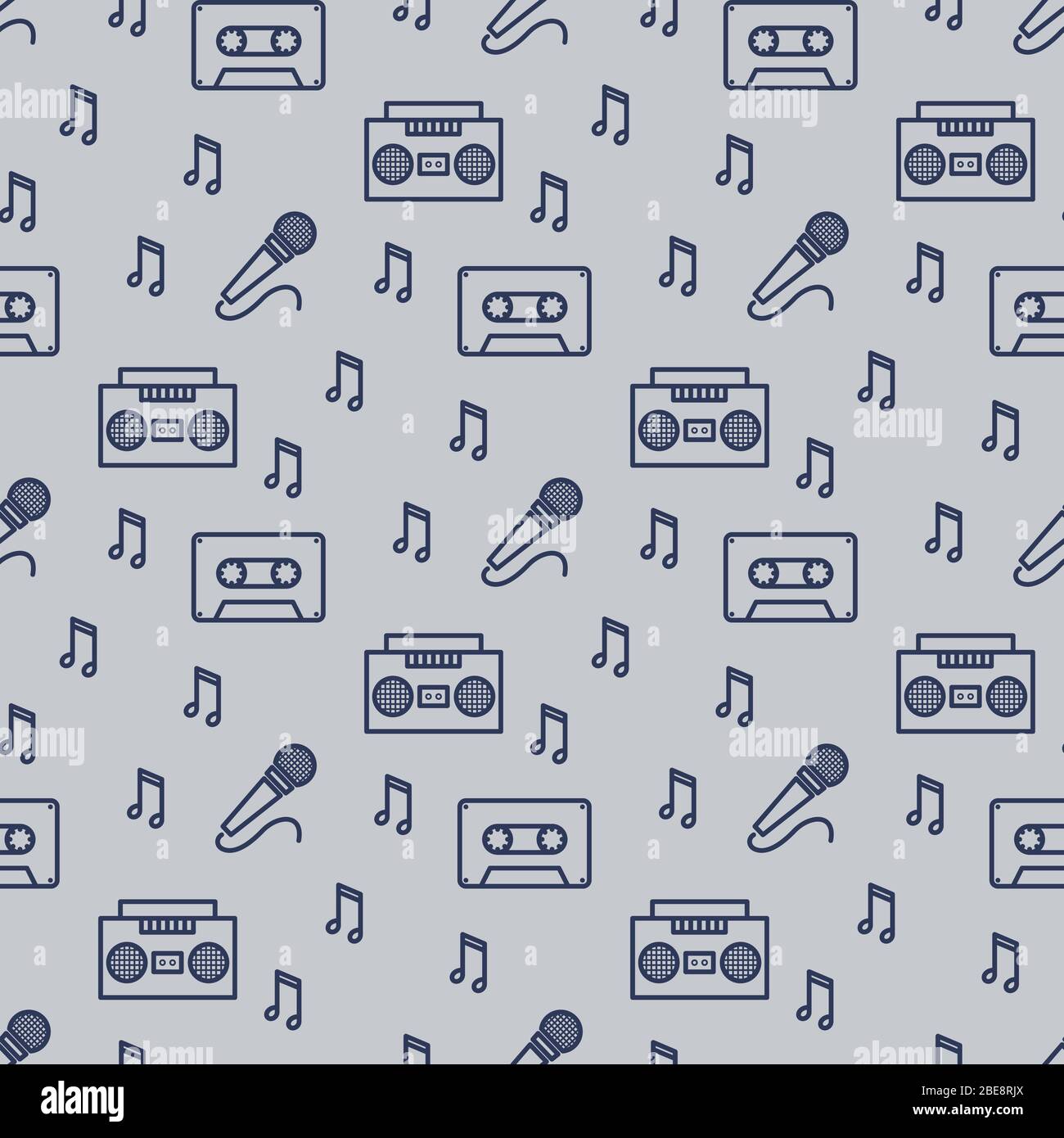 Retro musician seamless pattern design. Background with music tools ...