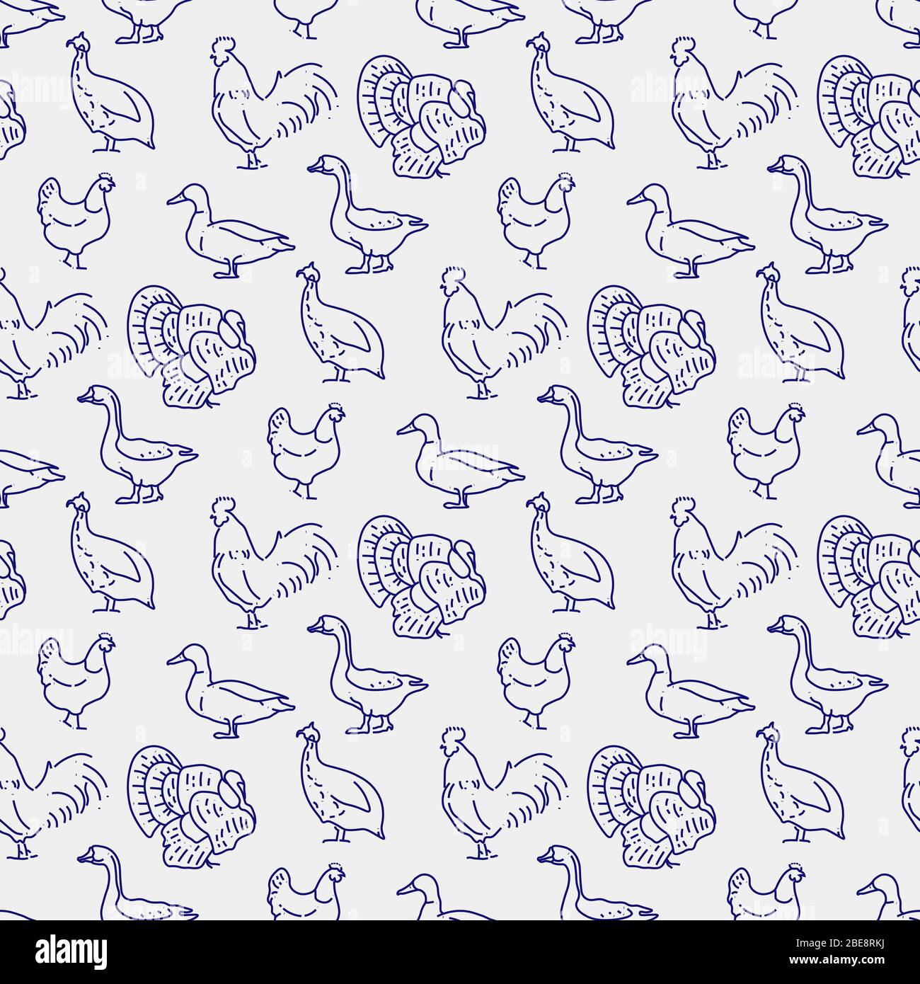 Popular farm birds seamless pattern. Vector farm animal farm ...