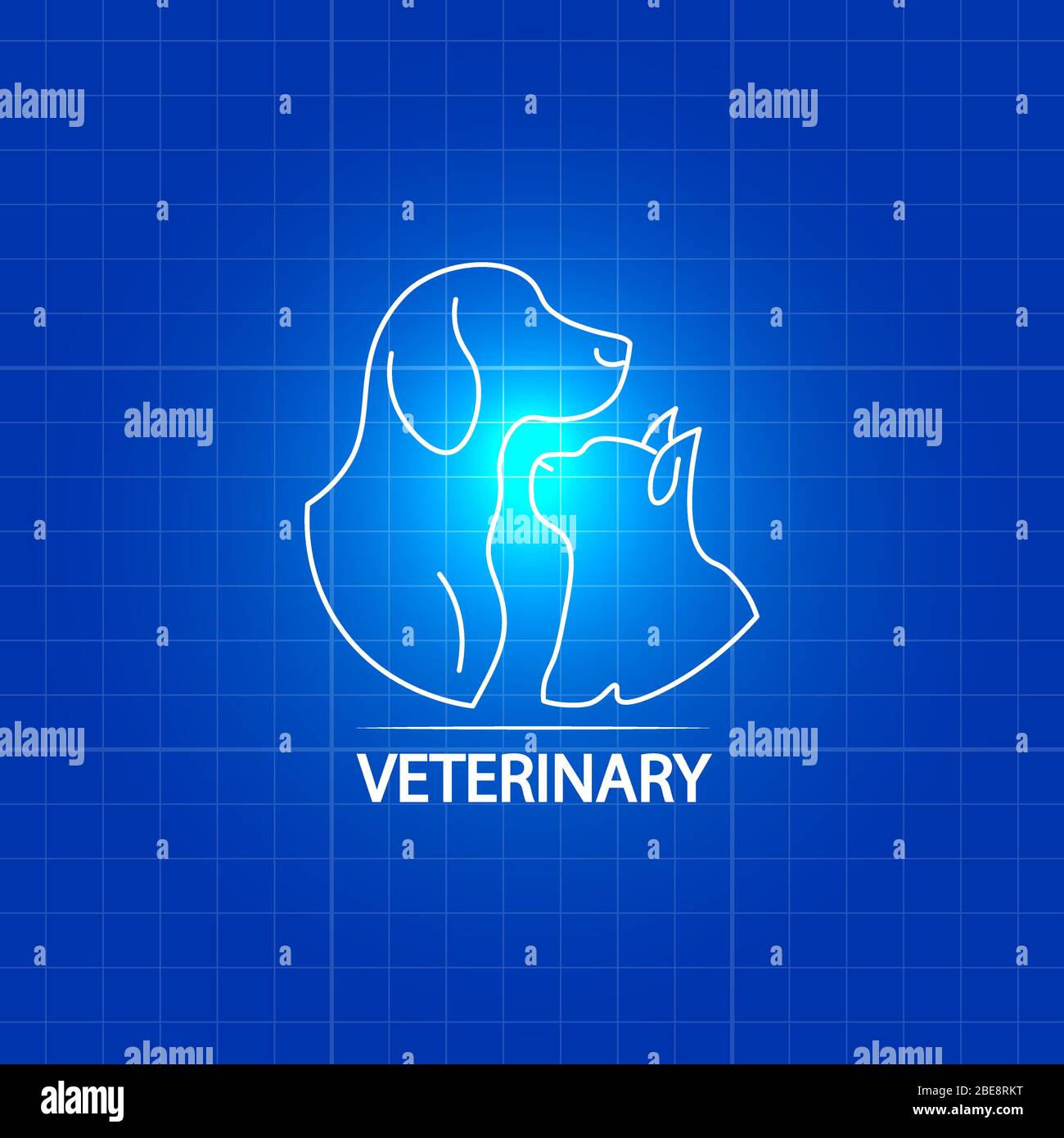 White veterinary logo design with cat and dog. Vector illustration ...