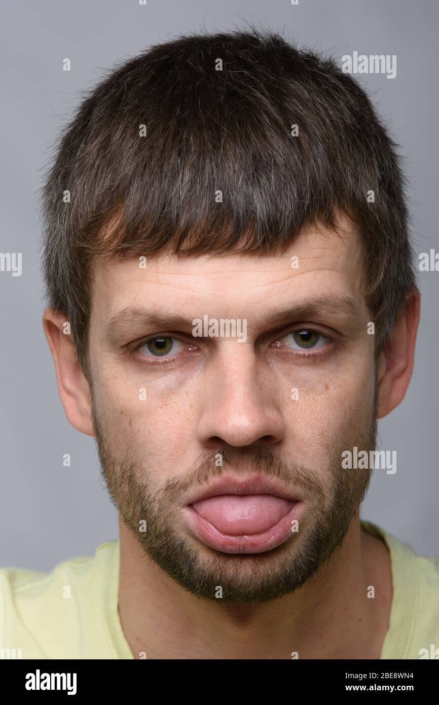 Portrait of a sad man of European appearance who is sick, close-up ...