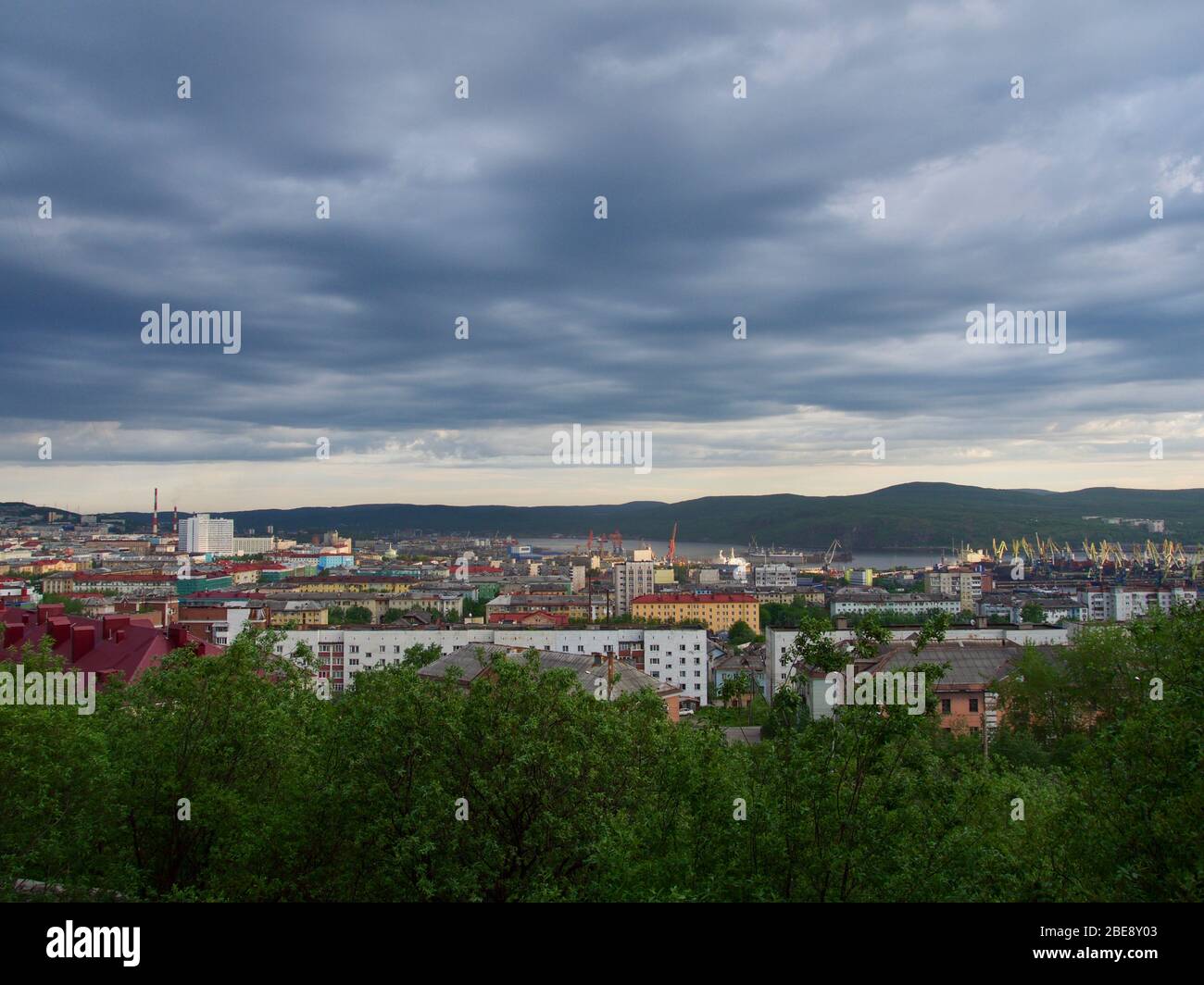 Murmansk, Russia. city landscape with a view of the Kola Bay Stock ...