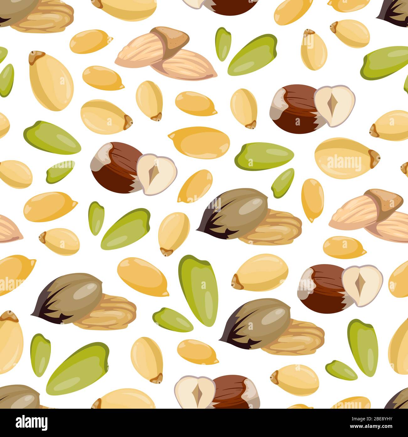 Cartoon style nuts seamless pattern - healthy food seamless texture ...