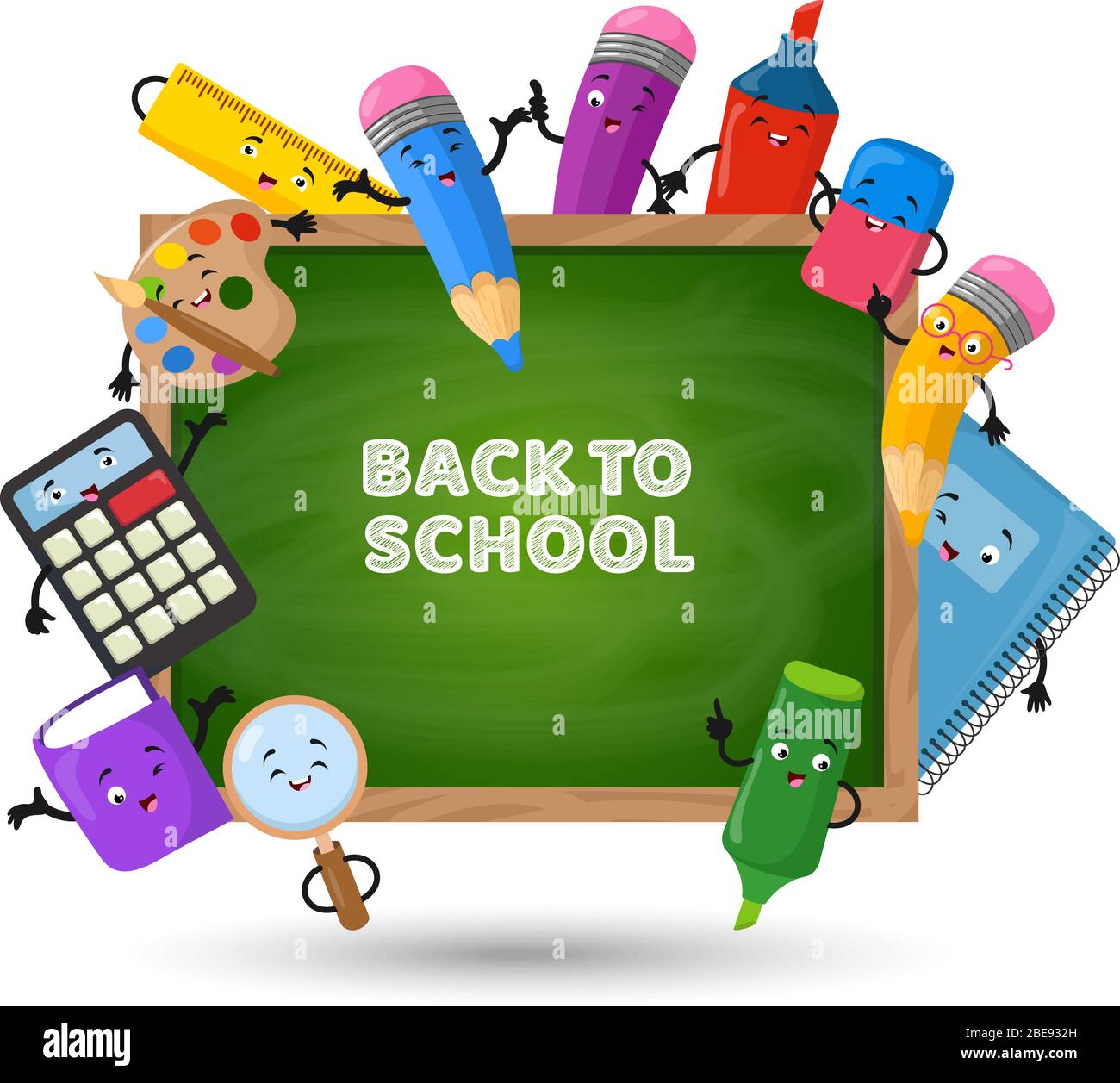 Notebook calculator stationery blackboard Stock Vector Images - Alamy