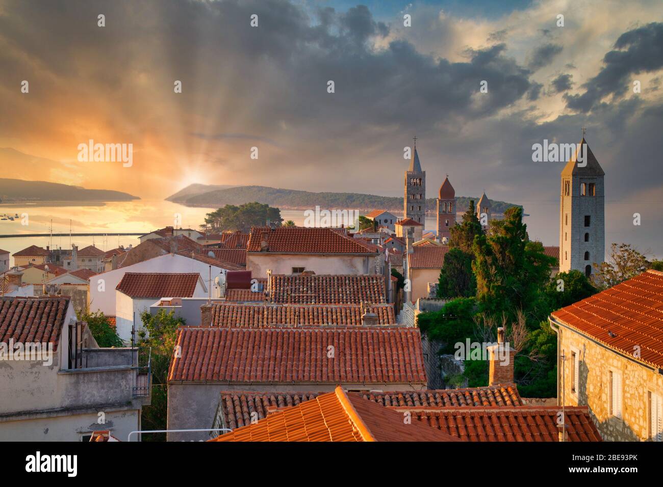 View of the town of Rab, Croatian tourist resort famous for its four ...