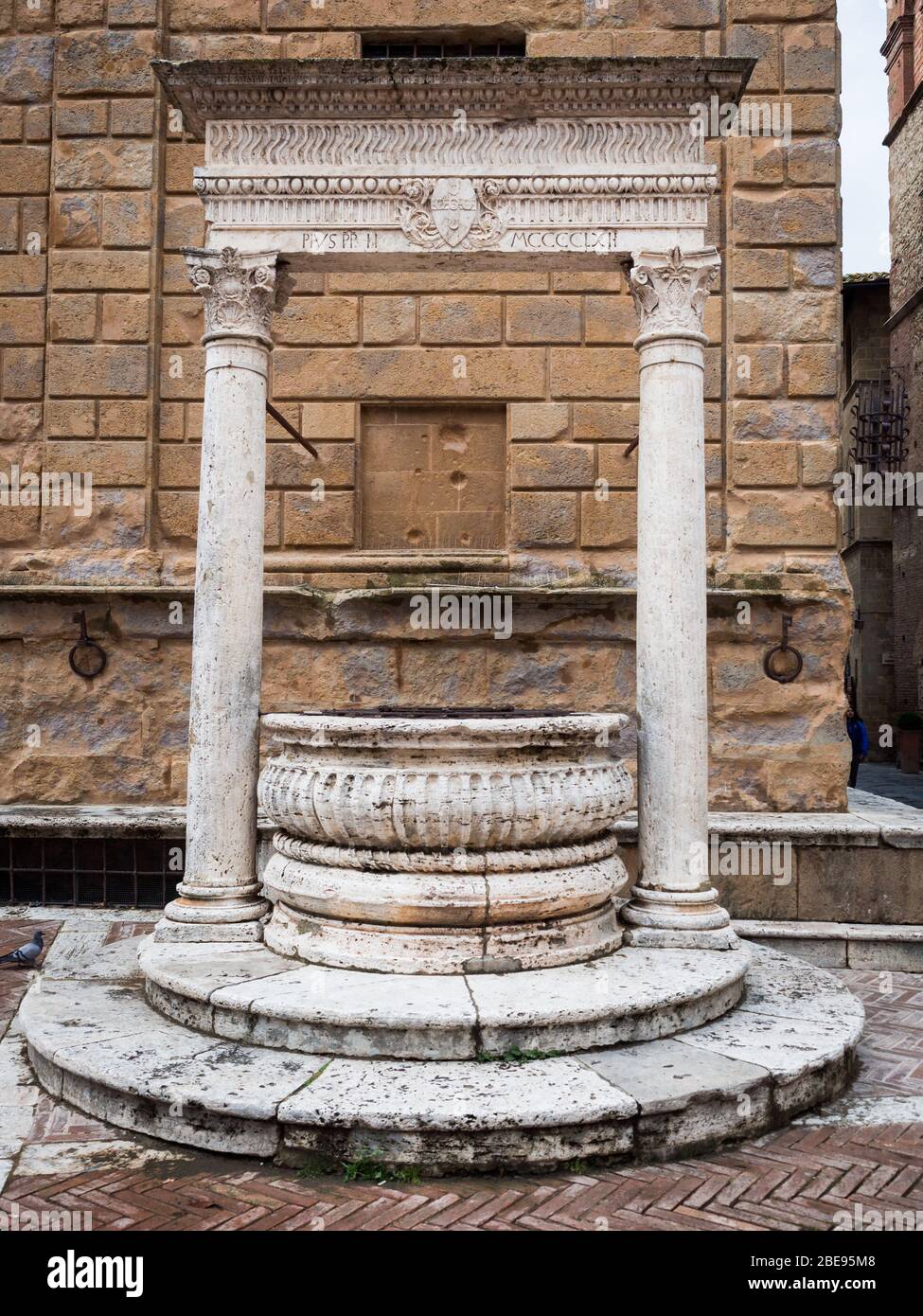 Ancient stone well in Pienza called Pozzo dei Cani located in Piazza ...
