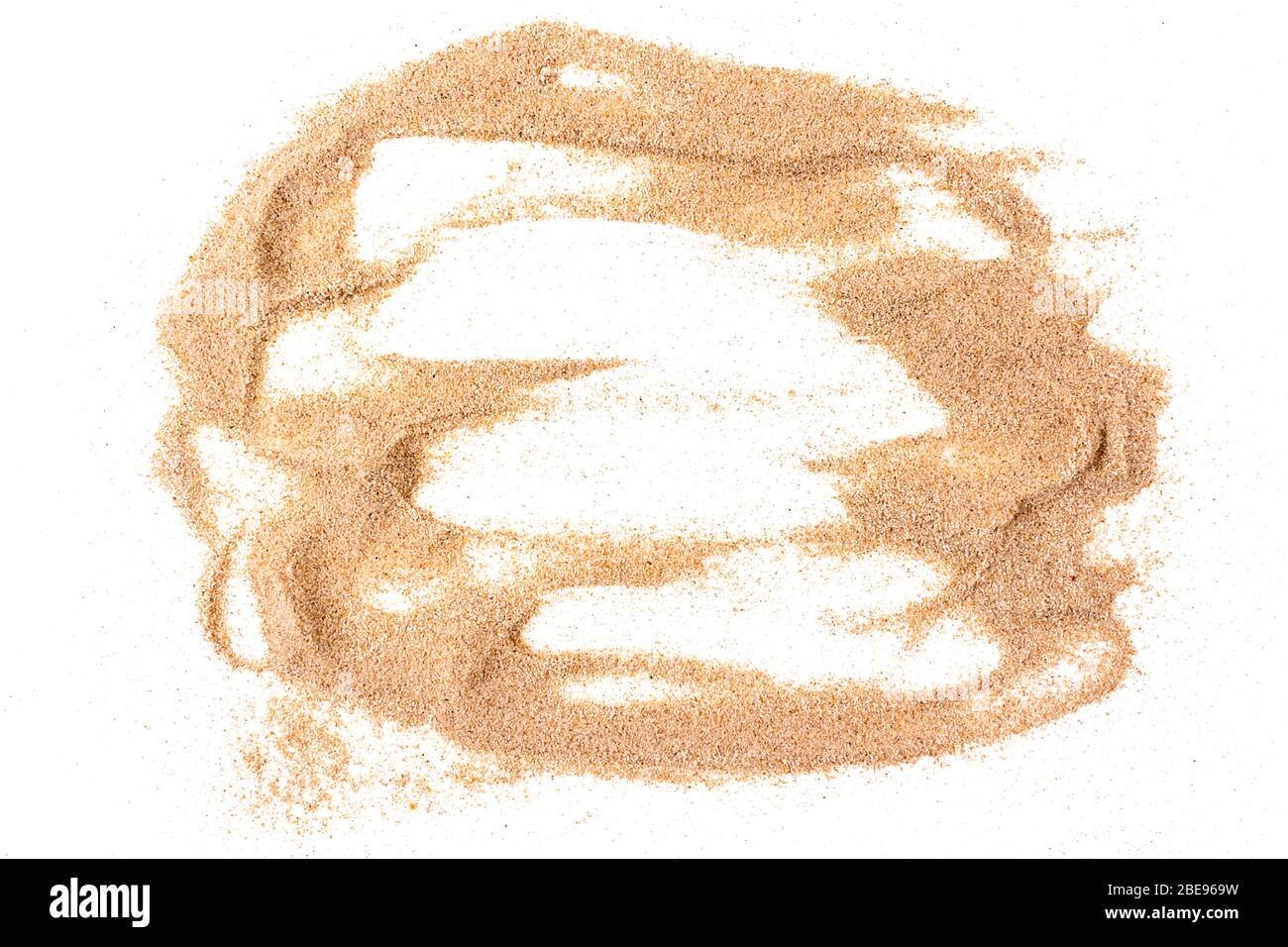 Sea sand stains isolated on white background. Sand painting. Sand pile ...