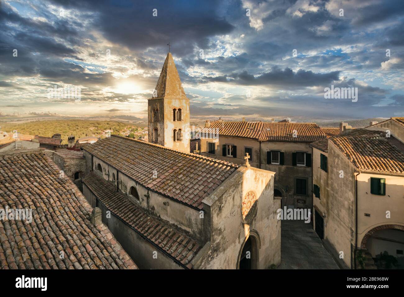 Top view of the medieval village of Capalbio, province of Grosseto ...