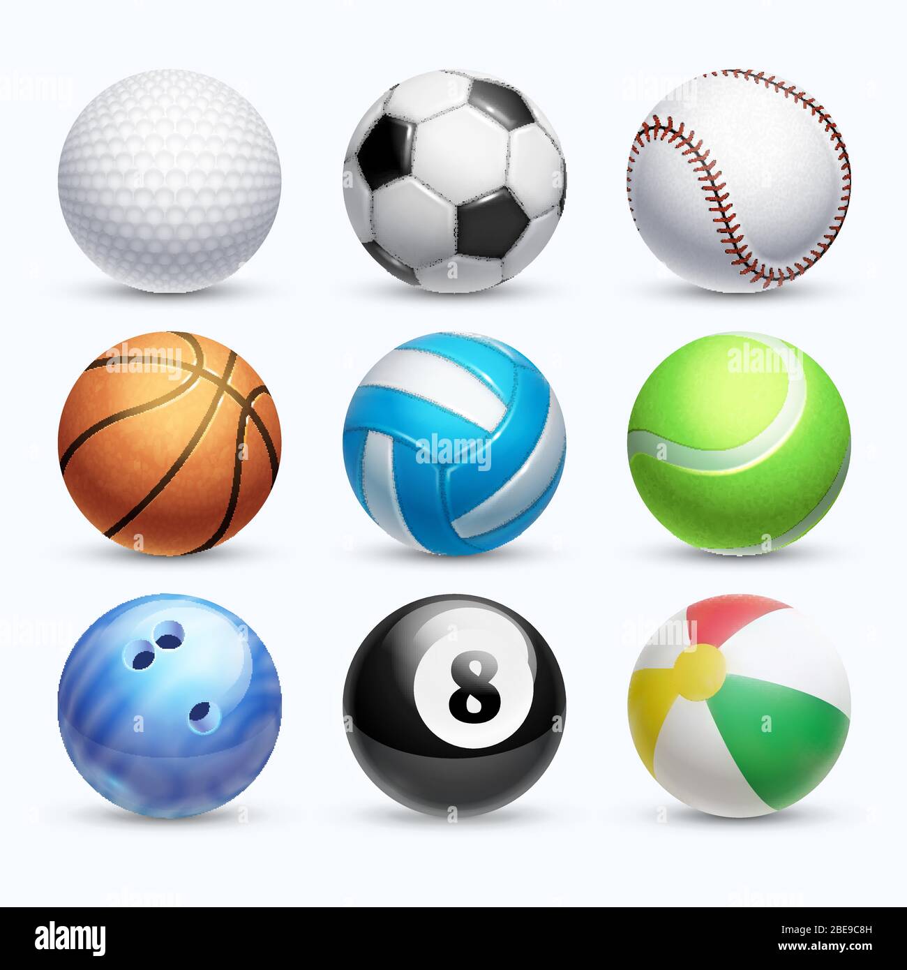 Realistic sports balls vector set. Color ball and basketball for game ...