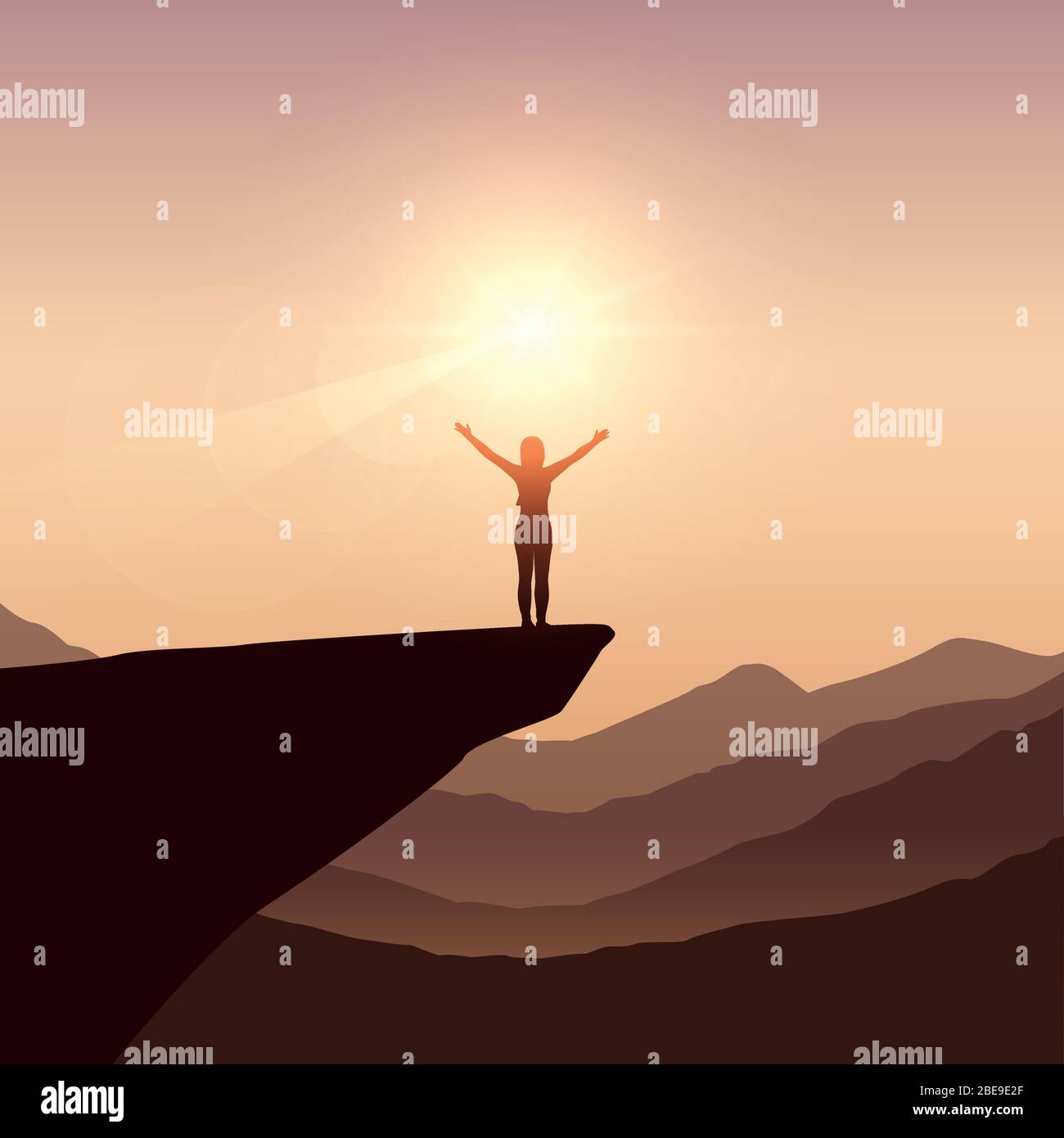 Silhouette woman hiker on Stock Vector Images - Alamy