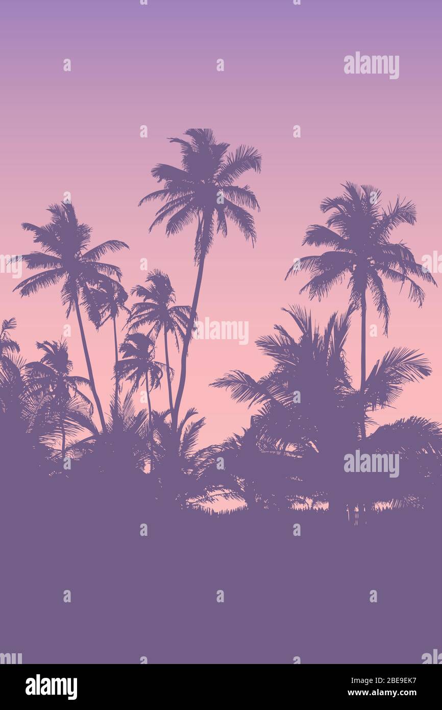 tropical palm forest realistic landscape background vector illustration ...